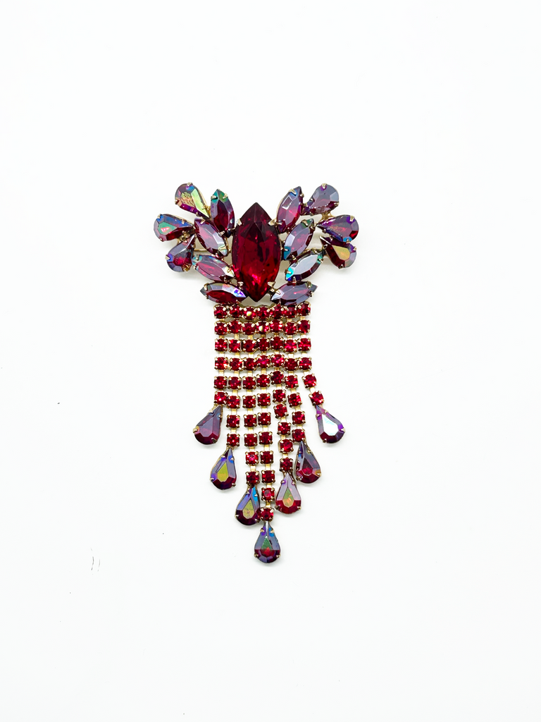 Don't Miss Out-Buy Massive Vintage Ruby Red Brooch and Earrings ...