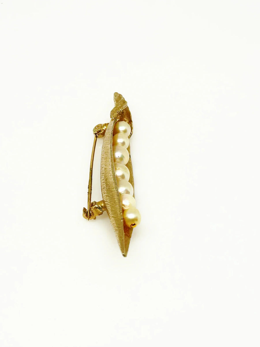 Don't Miss Out-Buy Gold Pea Pod Pin with Faux Pearls – Lamoree’s Vintage